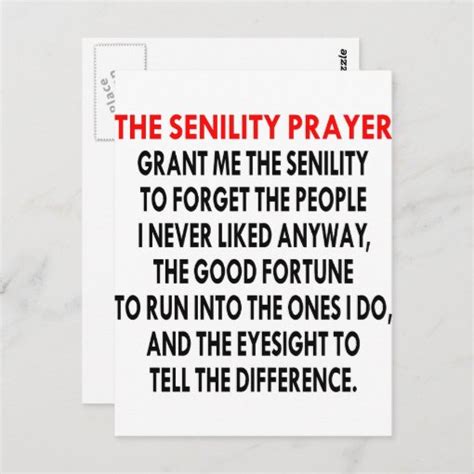 The Senility Prayer Postcard Zazzle