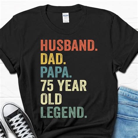 Dovu Husband Dad Papa 75 Year Old Legend Shirt 75th Birthday T For