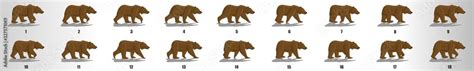 Bear Walk Cycle Animation Frames Loop Animation Sequence Sprite Sheet