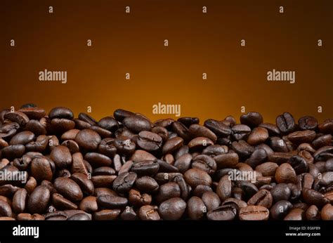 Closeup Of Fresh Roasted Coffee Beans With A Light To Dark Warm Background The Beans Fill The