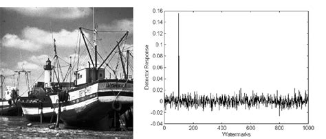 watermarked image “boat” after histogram equalization left and its