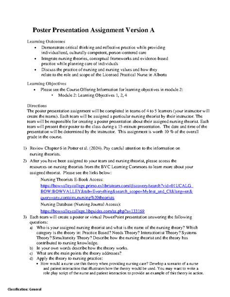 Nursing Arts Poster Presentation Assignment 1 2 Poster Presentation
