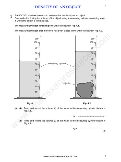 124 Density Of An Object Set 1 Qp Ms Pdf Density Volume
