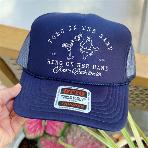 Custom Toes In The Sand Ring On Her Hand Bachelorette Hats Beach