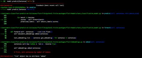 list object has no attribute embed when trying to predict with