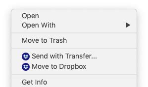 Macos Remove Dropbox Send With Transfer Item From Finder Context Menu Ask Different