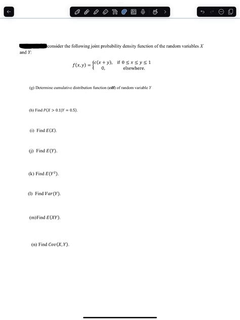 Consider The Following Joint Probability Density Chegg