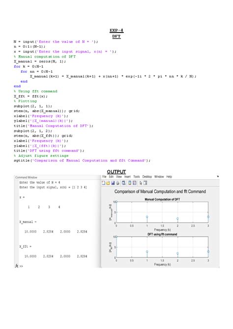 Exp 4 To Exp 7 A Exp Dft N Inputenter The Value Of N N 0