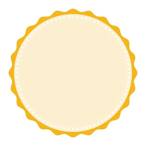 Étiquette à Bord Cousu Classique Ronde Jaune Clair Emblème Blanc