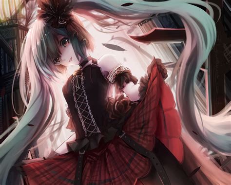 Anime Anime Girls Red Eyes Dress Pantyhose Black Legwear Skirt