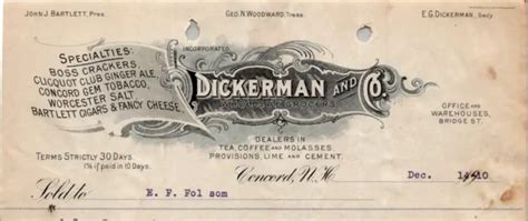 Illustrated 1910 Dickerman Wholesale Grocer Salt Cheese Tobacco Ginger Ale Z53 £1899 Picclick Uk