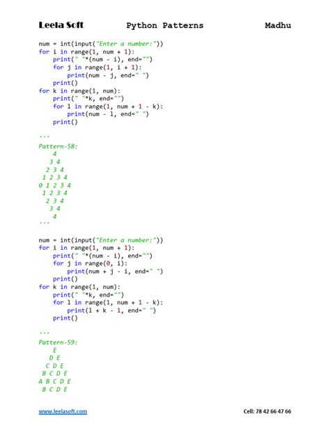 Python Pattern Printing Examples Pdf Software Engineering