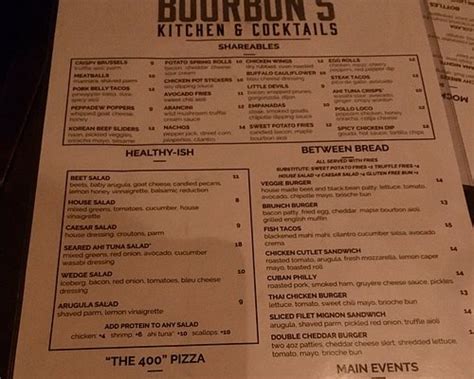 Bourbons Kitchen And Cocktails Framingham Menu Prices And Restaurant