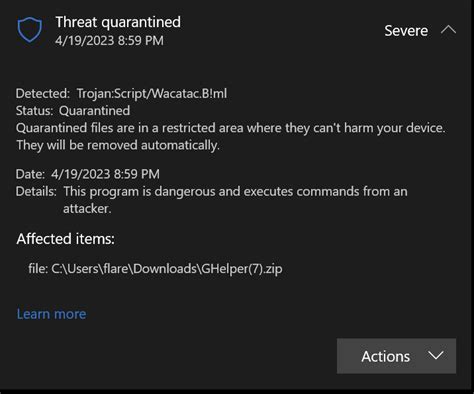 Windows Defender Flags The 054 Build As A Virus · Issue 274 · Seergeg Helper · Github