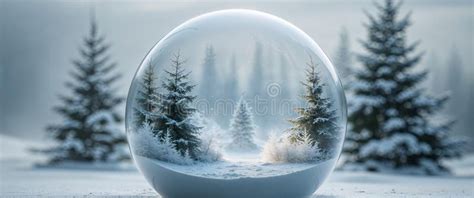 Snowy Winter Wonderland Scene In A Glass Orb Stock Image Image Of
