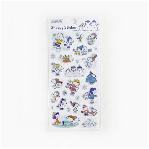 피너츠 스누피 캐릭터 겨울 글리터 스티커 위시버킷
