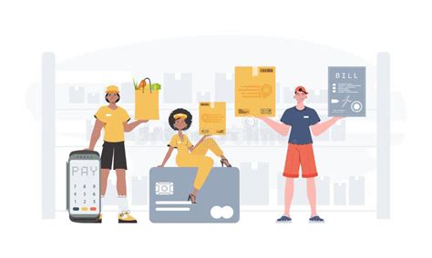 Food And Parcel Delivery People Team Home Products Food Delivery Finished Poster Trendy