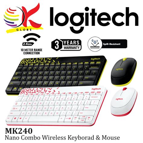 Logitech Mk240 Combo Desktop Wireless Nano Compact Keyboard And Contoured