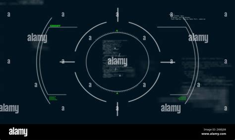 Image Of Scope Scanning Over Data Processing On Black Background Stock