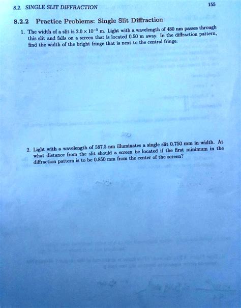 82 Single Slit Diffraction 822 Practice Problems Single Slit