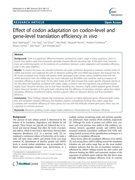 Solution Effect Of Codon Adaptation On Codon Level And Gene Level