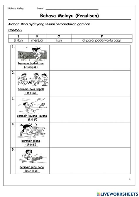 Latihan Bina Ayat 【4】 Worksheet Live Worksheets