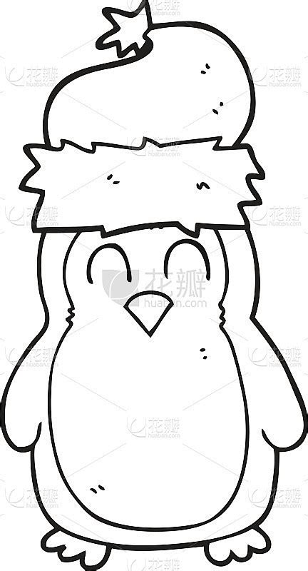 黑白卡通圣诞知更鸟