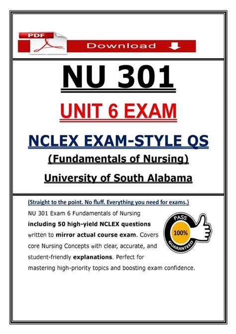 Nu 301 Unit 6 Exam Pdf 2026 Nclex Fundamentals Questions Gi