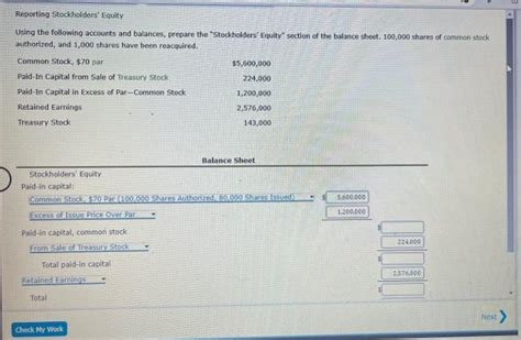 Solved Reporting Stockholders Equity Using The Following