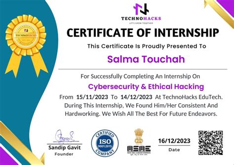 I Am Thrilled To Share That I Have Successfully Completed My Internship At Technohacks Edutech