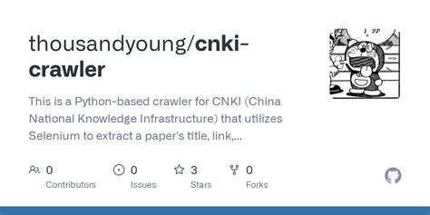 Github Thousandyoungcnki Crawler This Is A Python Based Crawler For Cnki China National