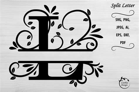 Letter L Split Monogram Letter L Floral Alphabet Svg Dxf