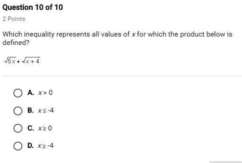 Solved Which Inequality Represents All Values Of X For Which The