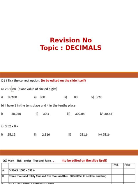 Revision 2 Decimals Pdf Arithmetic Numbers Revision 2 Decimals Pdf Arithmetic Numbers