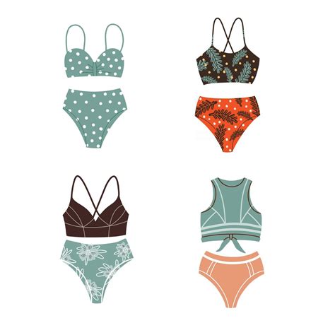 A Set Of Different Fashionable Swimsuits Beachwear Two Piece Bathing Suits Swimsuits In Retro
