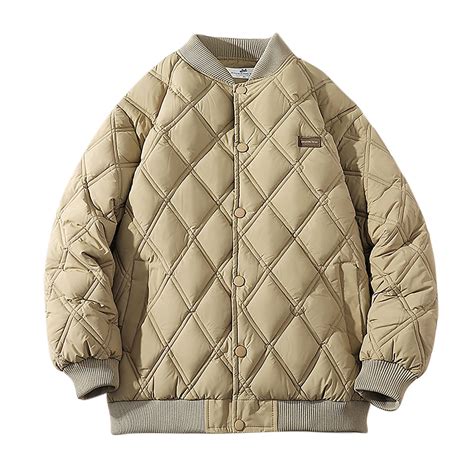 Wxlwzywl Bomber Jacket Men Diamond Quilted Puffer Down Jacket