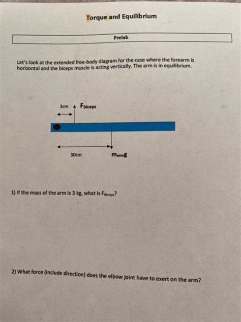 Solved Torque And Equilibrium Prelab Let S Look At The Chegg