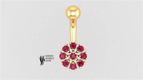 Ruby Navel Piercing Ruby Belly Piercing Diamond Belly Post Etsy