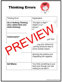 All Or Nothing Thinking Worksheet Preschool Printable Sheet