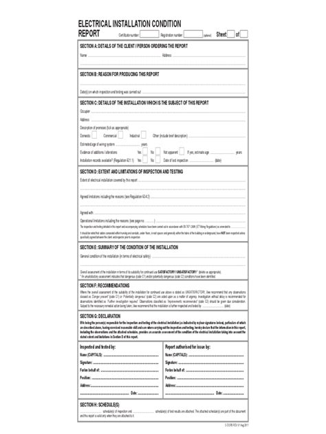 Electrical Installation Condition Report Form 2 Free Templates In Pdf