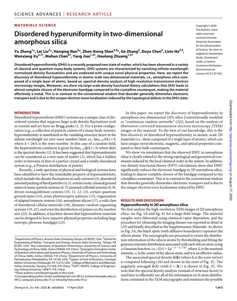 Pdf Disordered Hyperuniformity In Two Dimensional Amorphous Silica