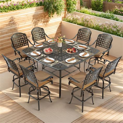 Rosdorf Park 9 Piece Outdoor High Patio Dining Set Free Rust Cast