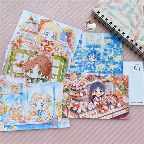 Anime Postcards Chibi Prints Cute Sticker Postcard Set Kawaii Girl
