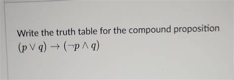 Solved Write The Truth Table For The Compound Proposition