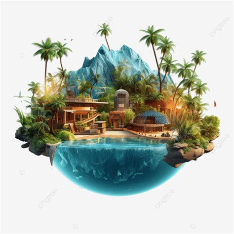 A Small Island With Palm Trees Tropical Paradise Palm Tree Island