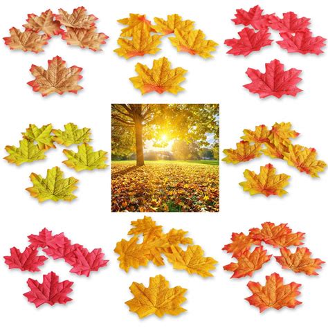 Topspeeder 400 Pieces 8 Colors Artificial Maple Leaves Assorted Mixed