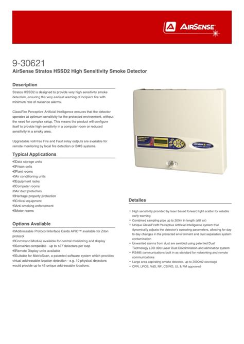 9 30621 Ficha Técnica Airsense Ibd Global España Mayorista Cctv Y