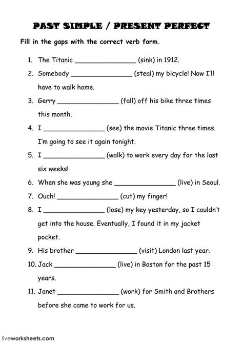 Simple Past Or Free Interactive Worksheets 47144