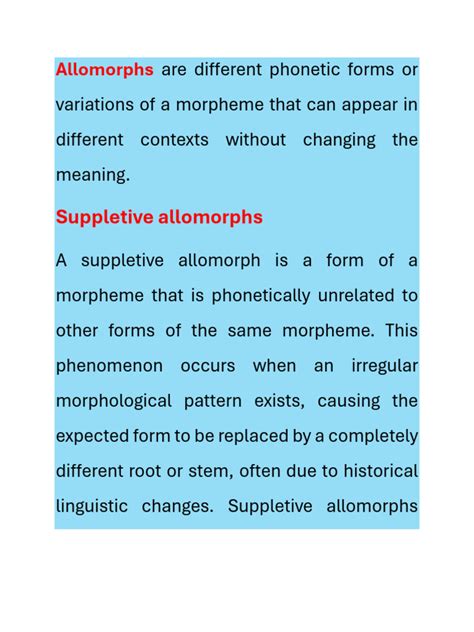6 Suppletive Allomorphs Pdf