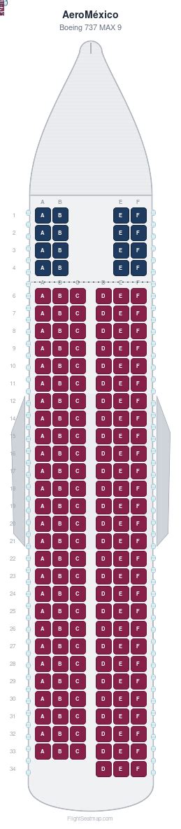 Aeroméxico Boeing 737 Max 9 Seat Map And Seating Chart Flight Seatmap